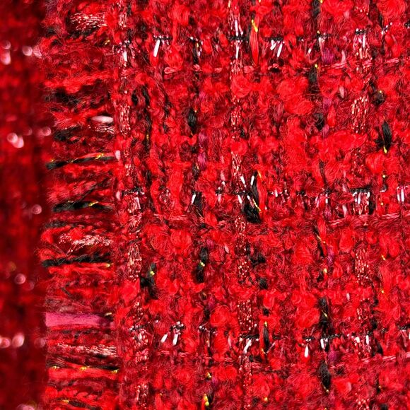 Chico's | Jackets & Coats | Chicos Fringe Tweed Jacket Blazer Red ...
